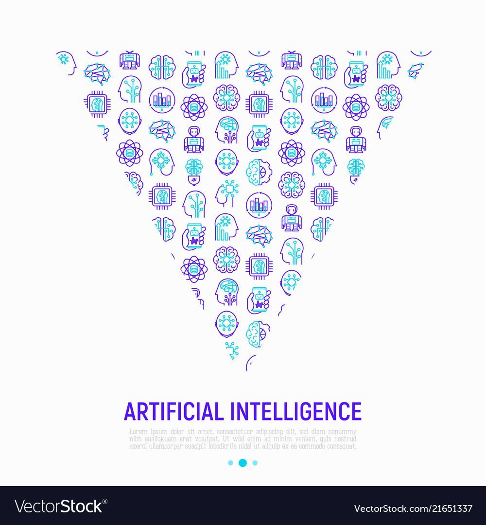 Artificial intelligence concept in triangle Vector Image