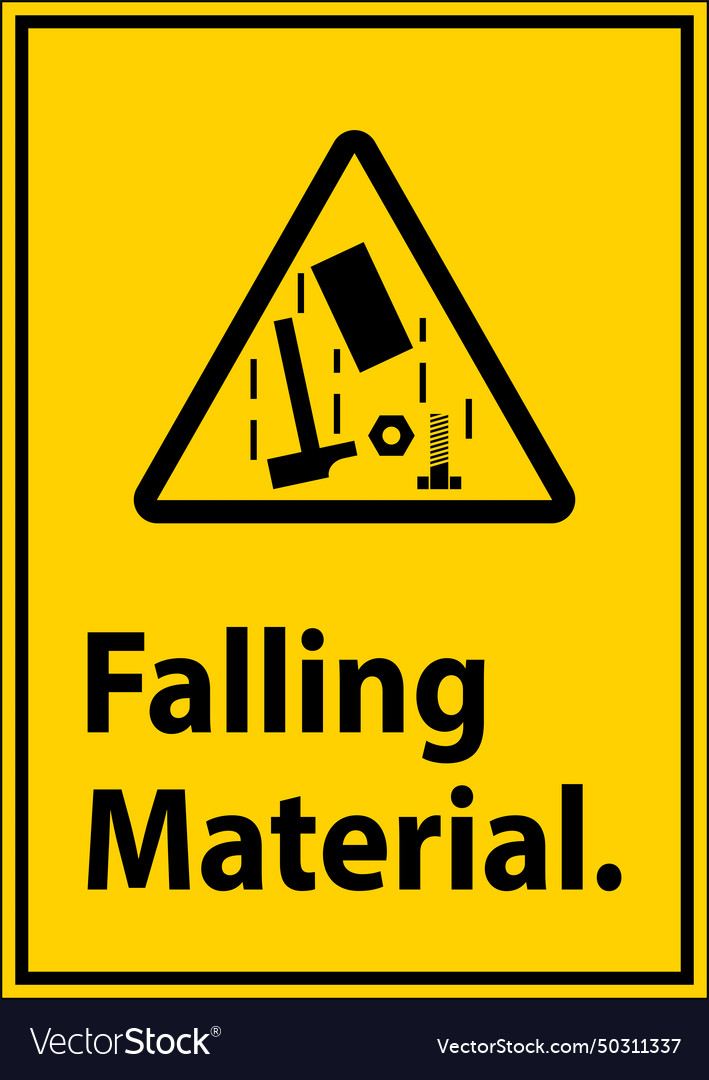 Caution sign falling material Royalty Free Vector Image