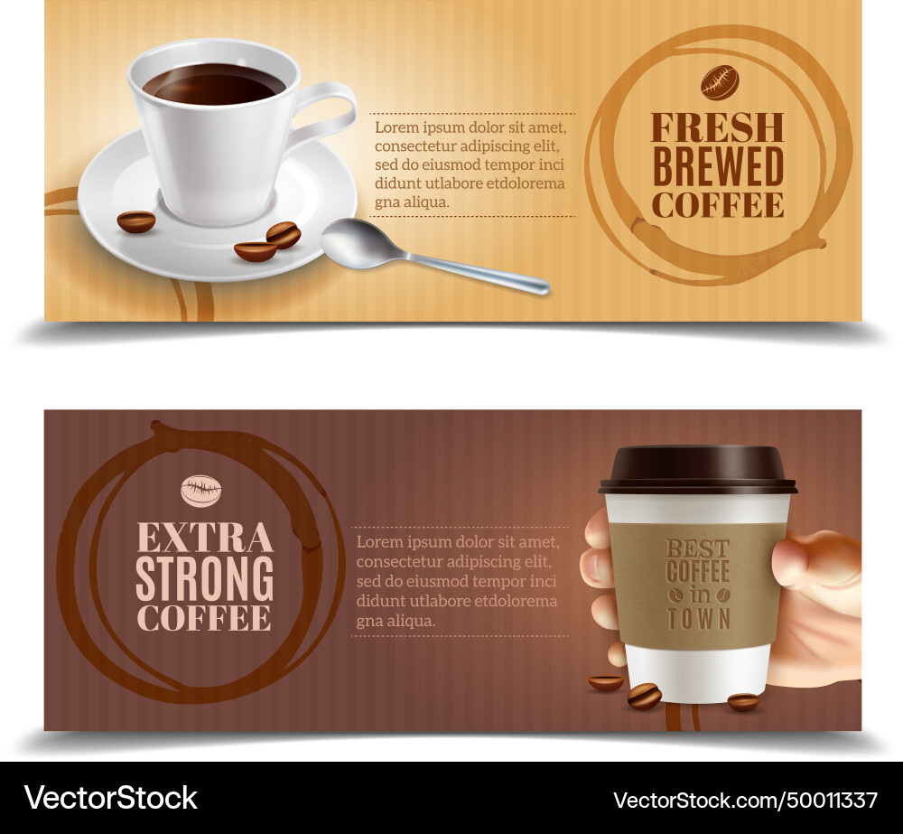 Coffee horizontal banners set Royalty Free Vector Image