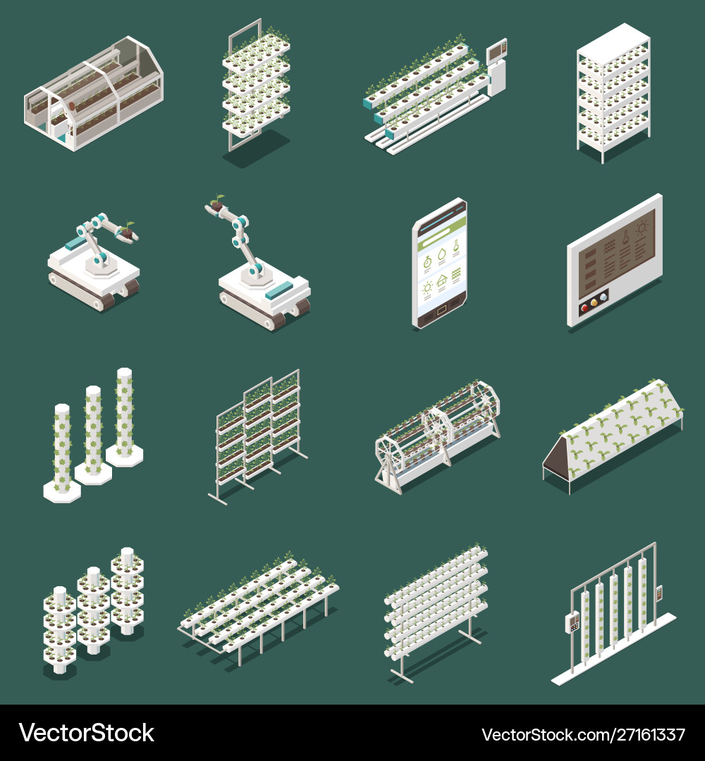 Modern greenhouse icons set Royalty Free Vector Image