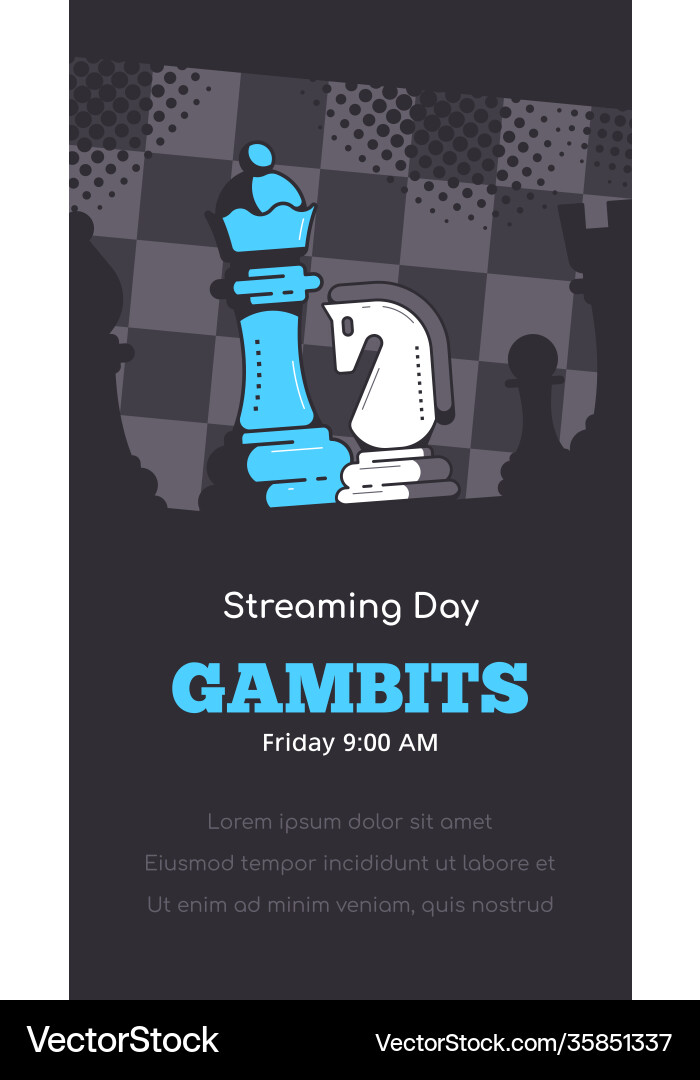 Modern trendy story template for chess streaming Vector Image