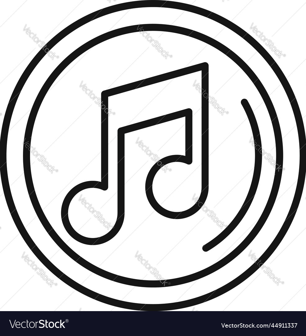 Music button icon outline web interface Royalty Free Vector