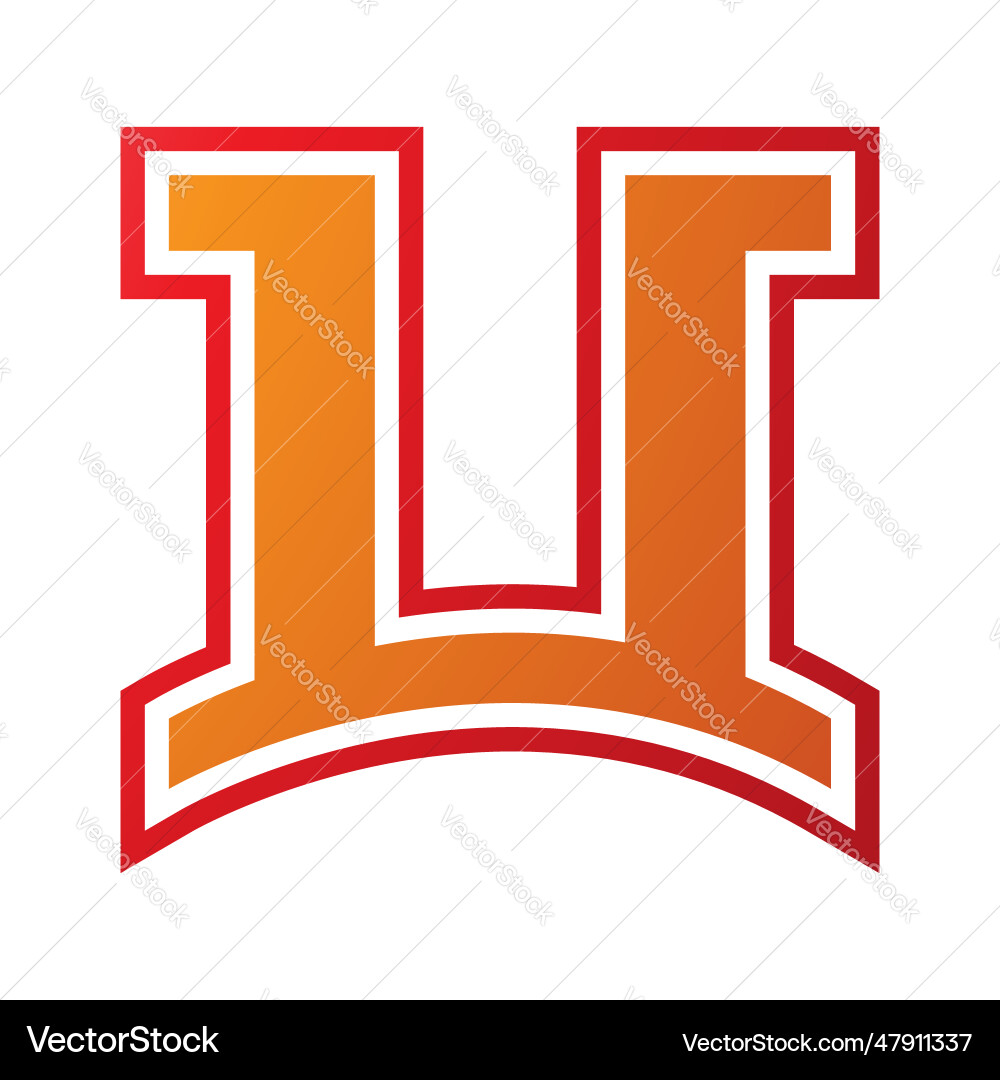 Orange and red arch shaped letter u icon Vector Image