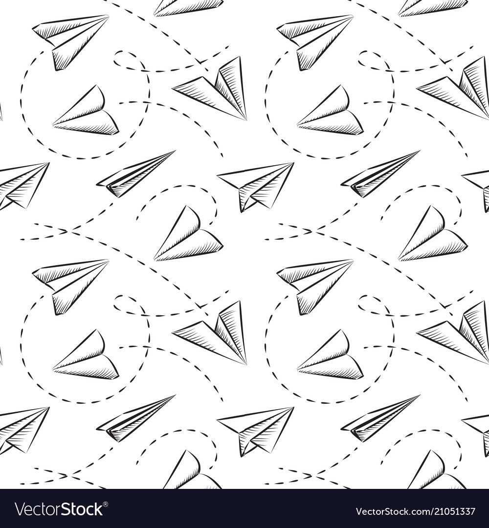 Paper plane seamless pattern Royalty Free Vector Image