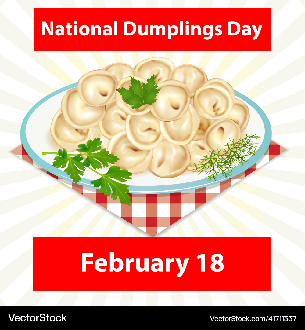 Postcard bright national dumplings day Royalty Free Vector