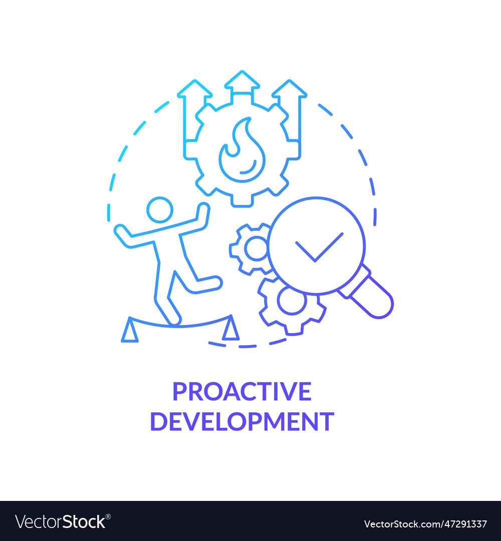 Proactive development blue gradient concept icon Vector Image