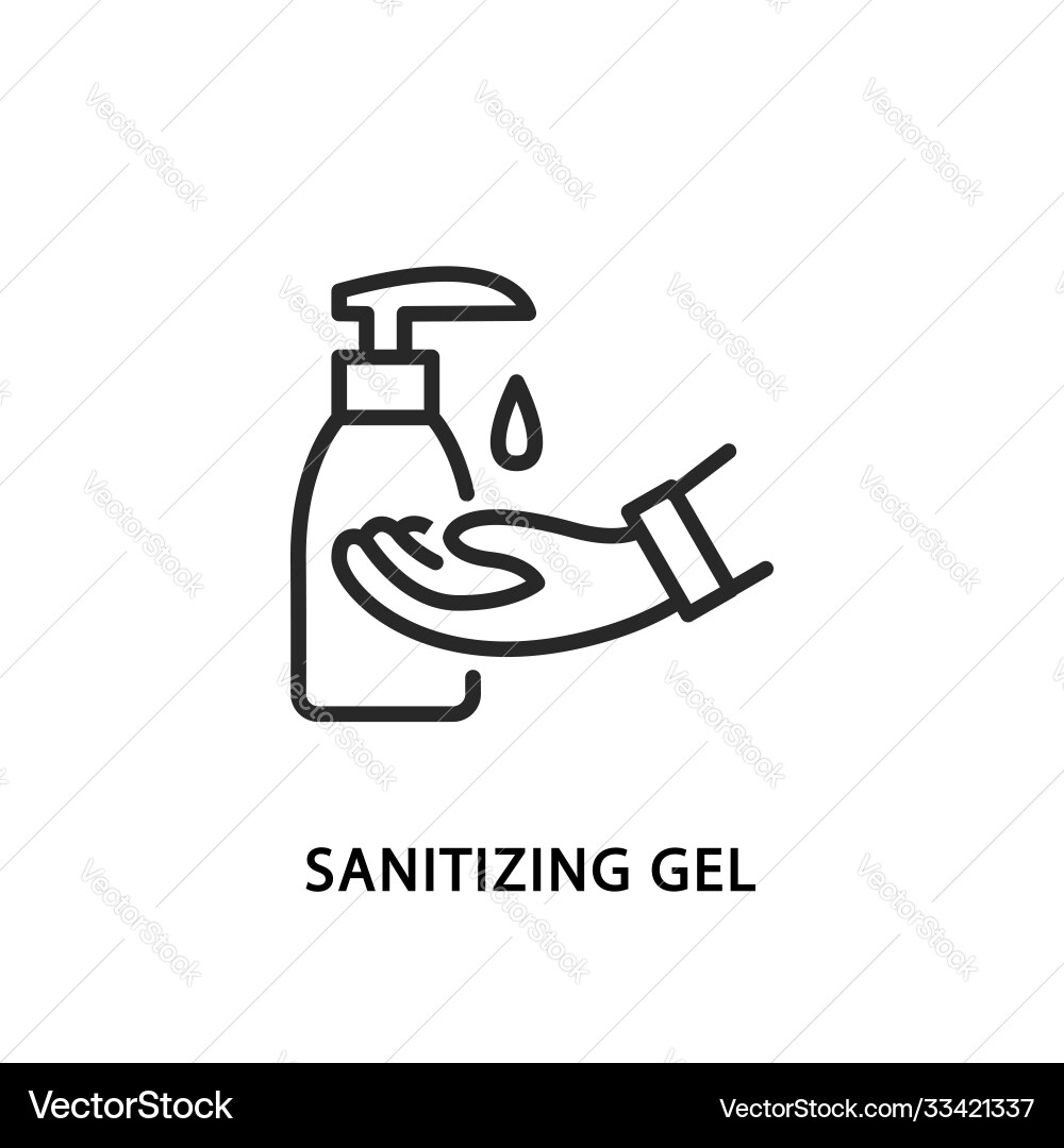 Sanitizing gel line flat icon hand hygiene symbol Vector Image