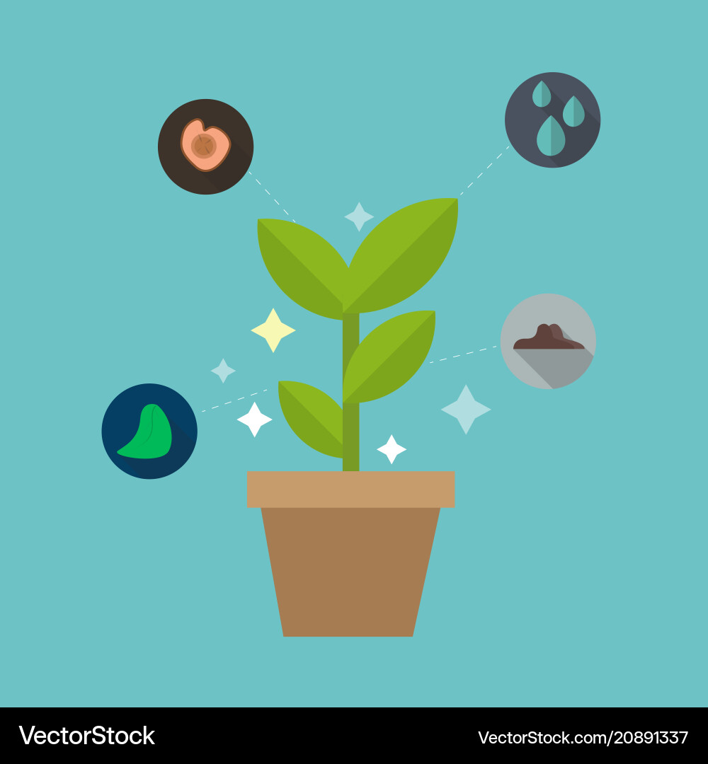 Science glowing plant concept blue background vect