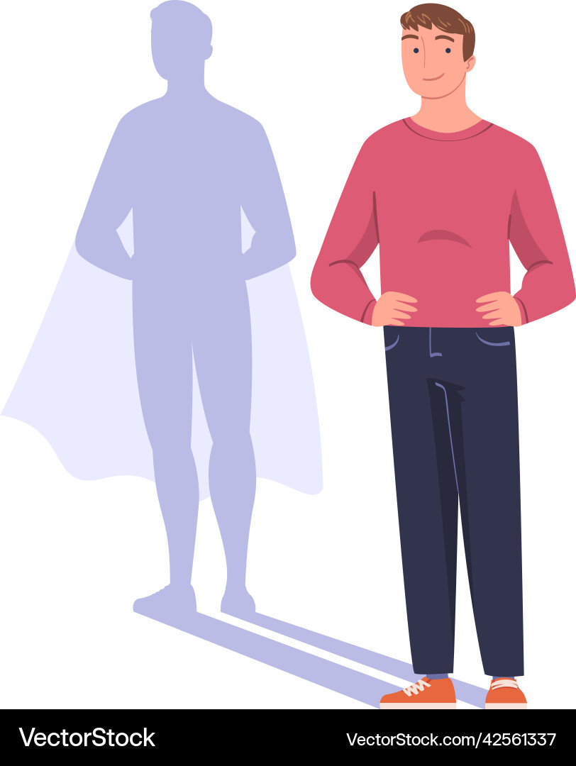 Shadow of man superhero character standing Vector Image