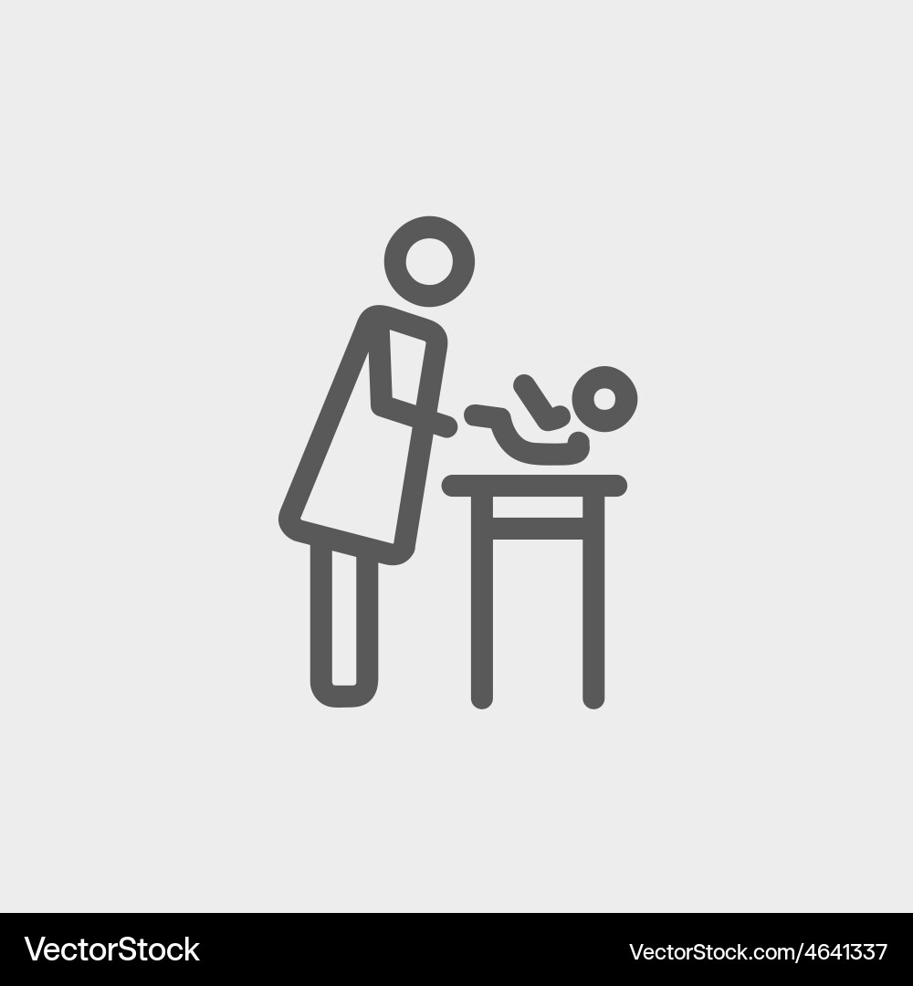 Woman changing the diaper thin line icon Vector Image