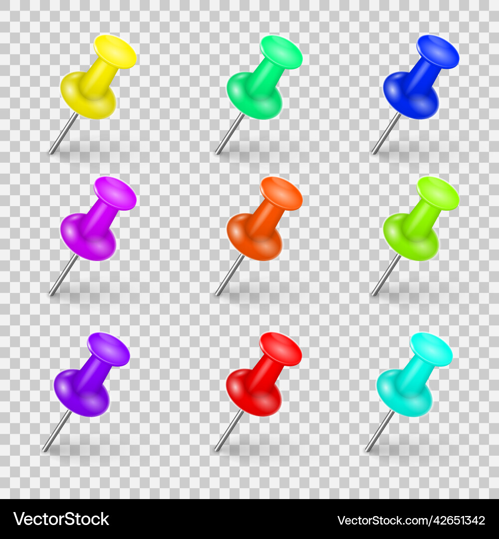 3d pin tack pinned pushpin stationery needle Vector Image