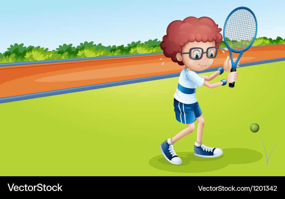A boy holding a racket Royalty Free Vector Image
