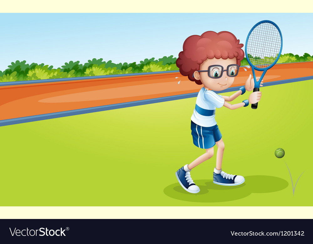 A boy holding racket Royalty Free Vector Image
