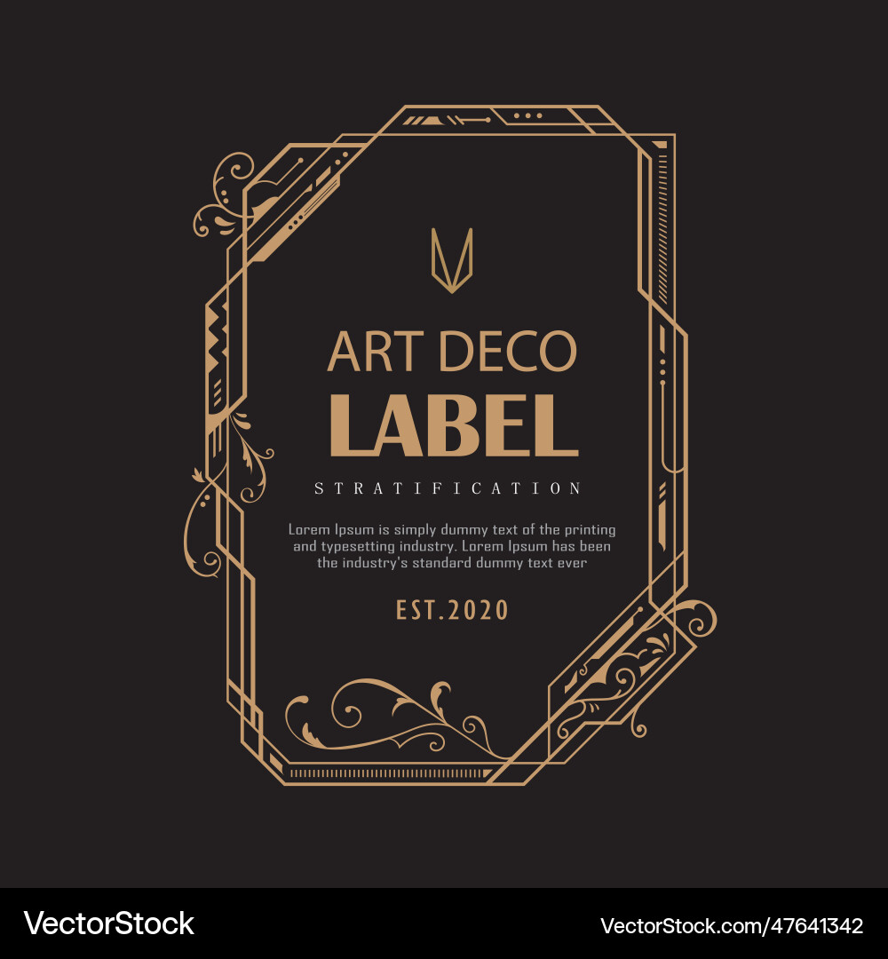 Art deco label modern retro frame vintage Vector Image