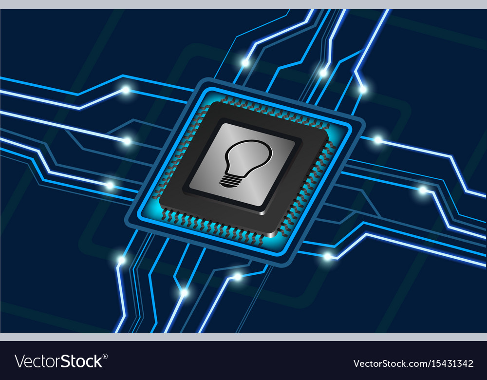 Bulb symbol on computer processor Royalty Free Vector Image