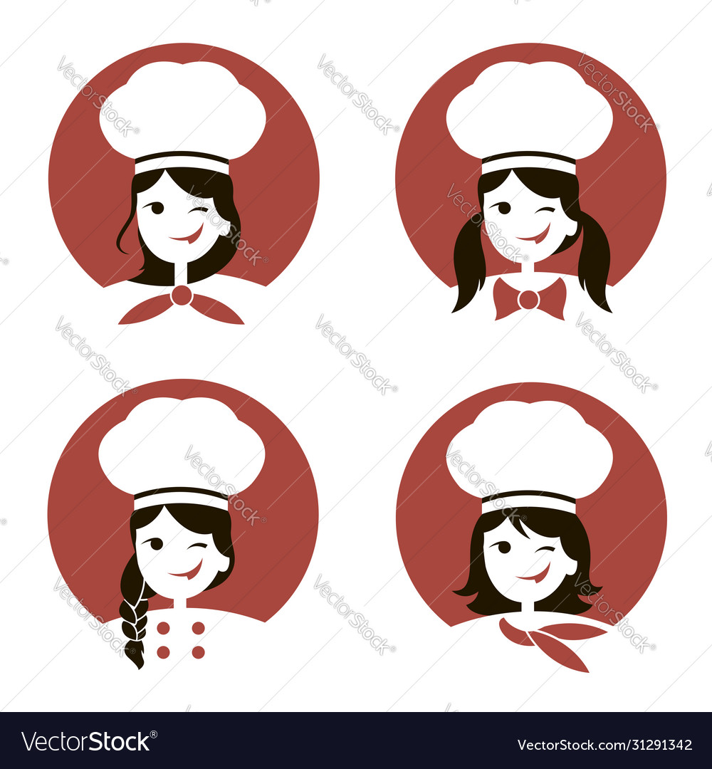 Chef Woman Set Royalty Free Vector Image Vectorstock