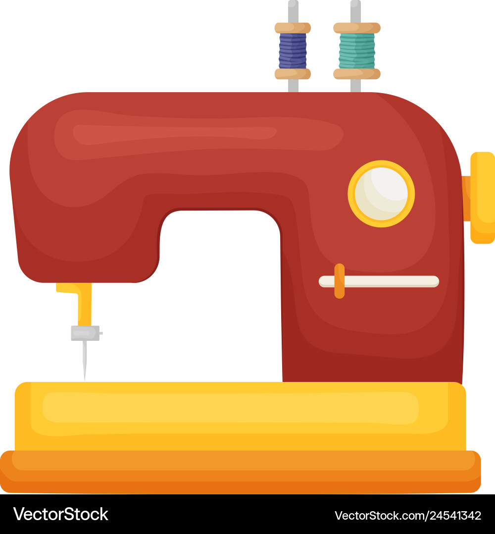 Classic model of sewing machine in red with two Vector Image
