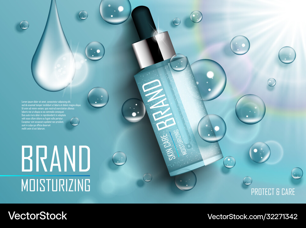 Cosmetic essence contained in a droplet bottle Vector Image