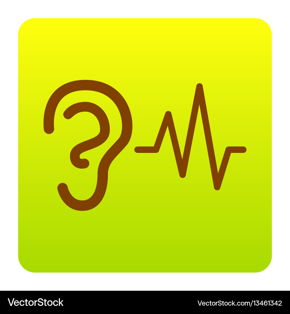 Ear hearing sound sign brown icon Royalty Free Vector Image