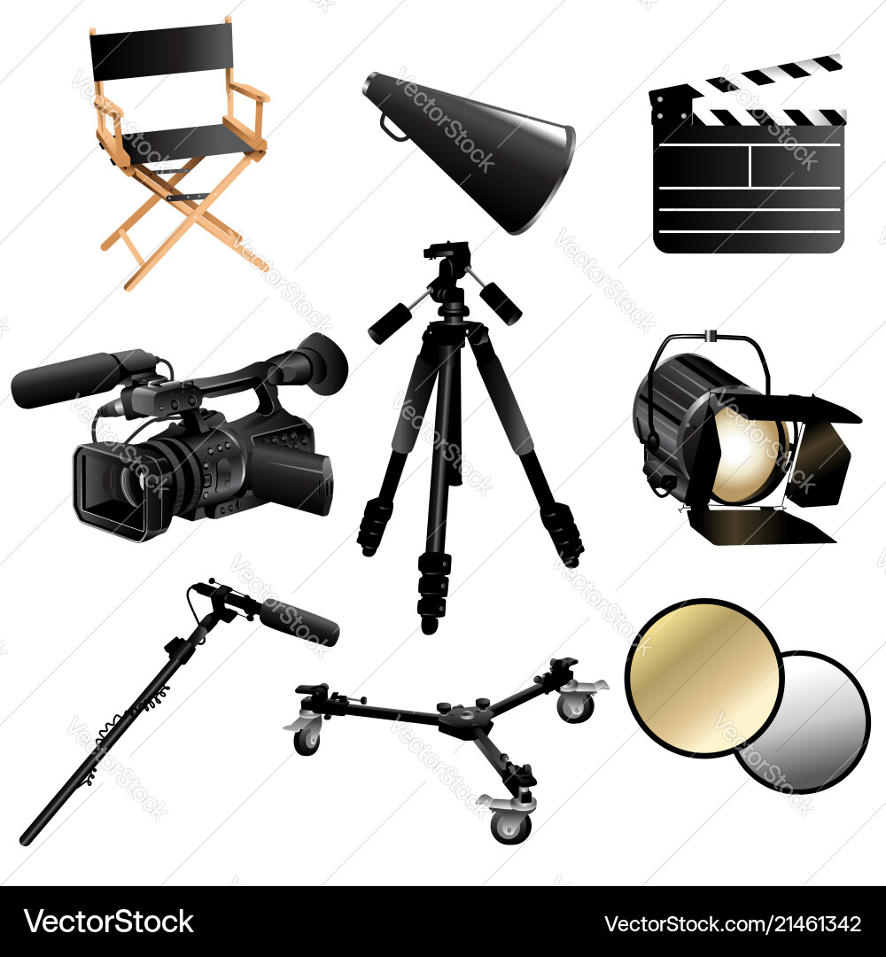 Filming movie icons Royalty Free Vector Image - VectorStock