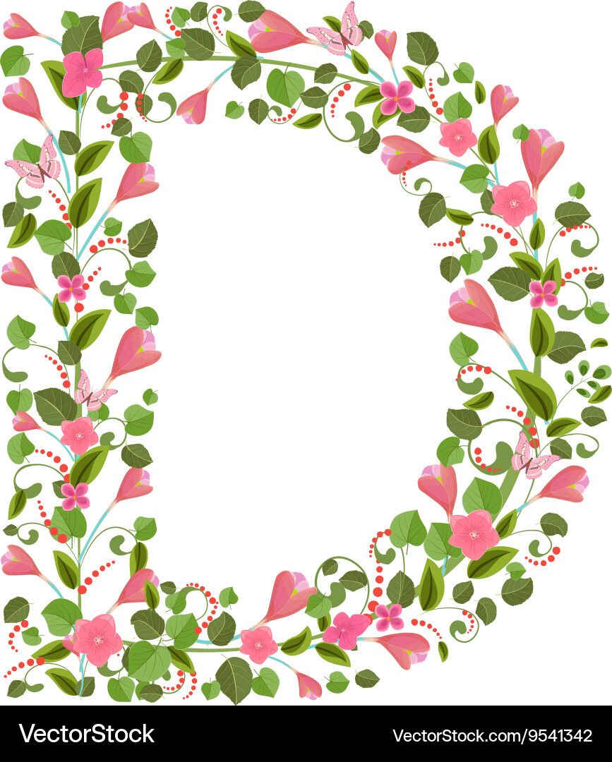 Floral font with with spring pink flowers romantic