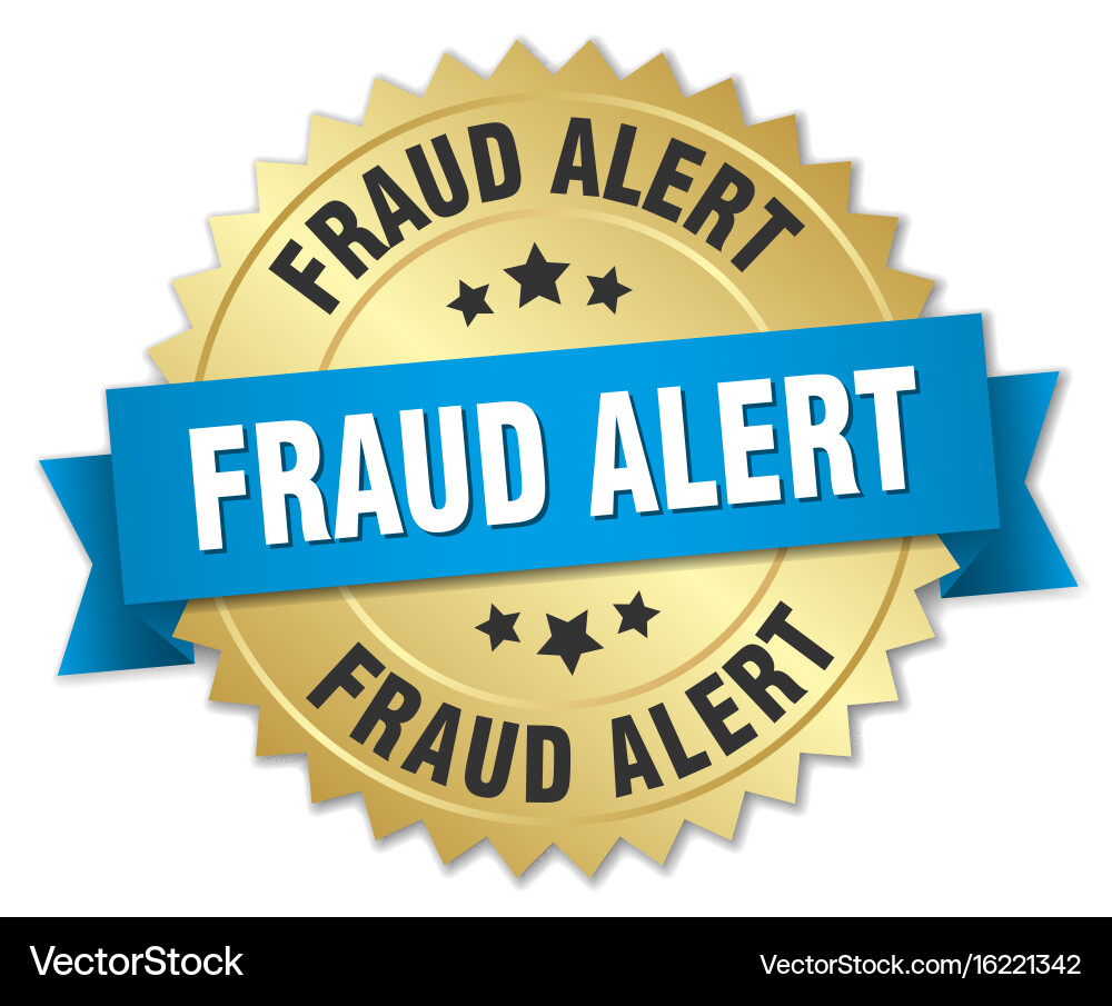 Fraud alert round isolated gold badge Royalty Free Vector