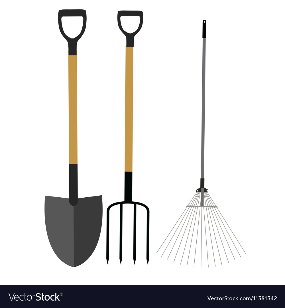 Garden tools instruments flat icon collection set Vector Image