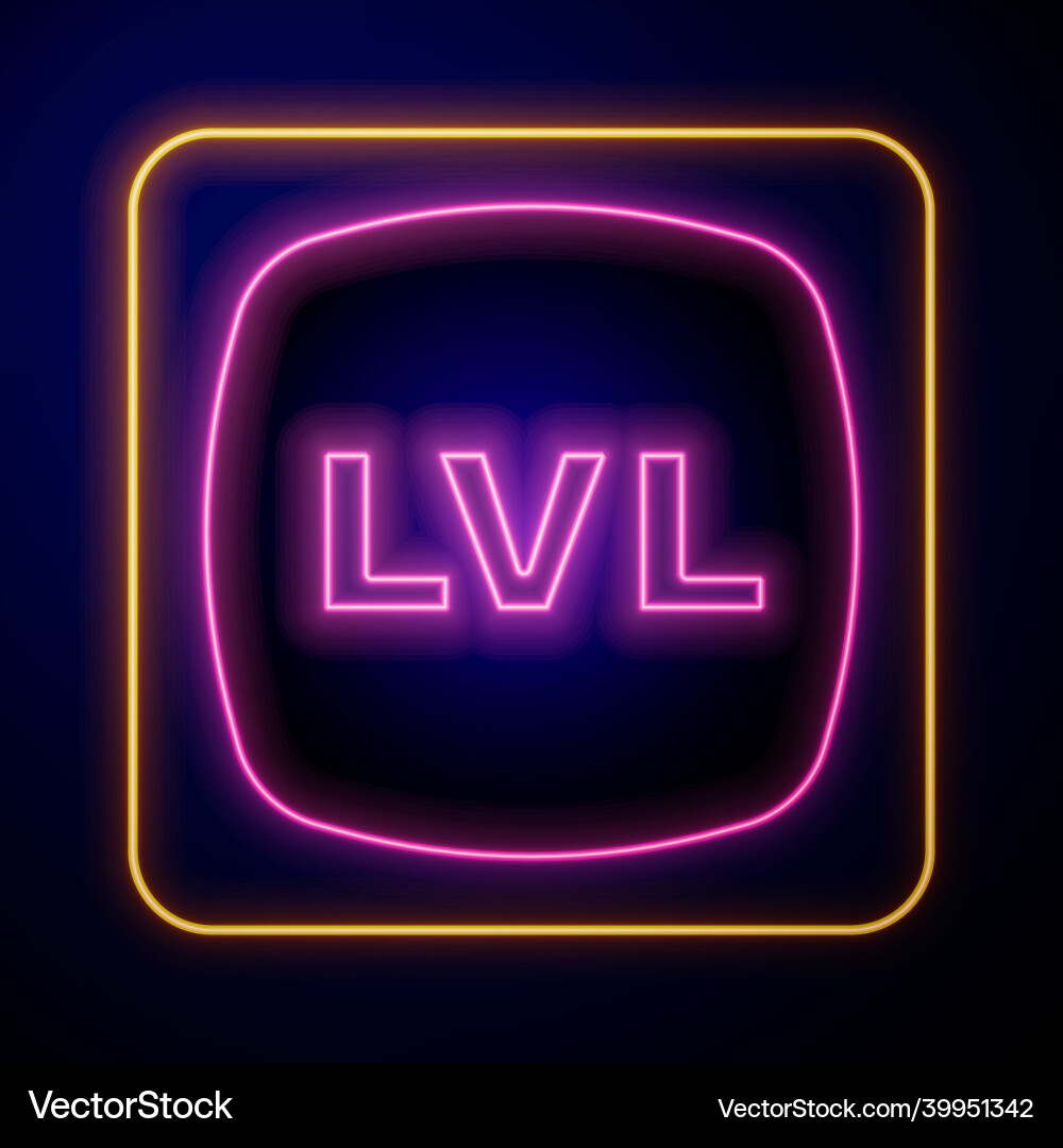 Glowing neon level game icon isolated on black Vector Image