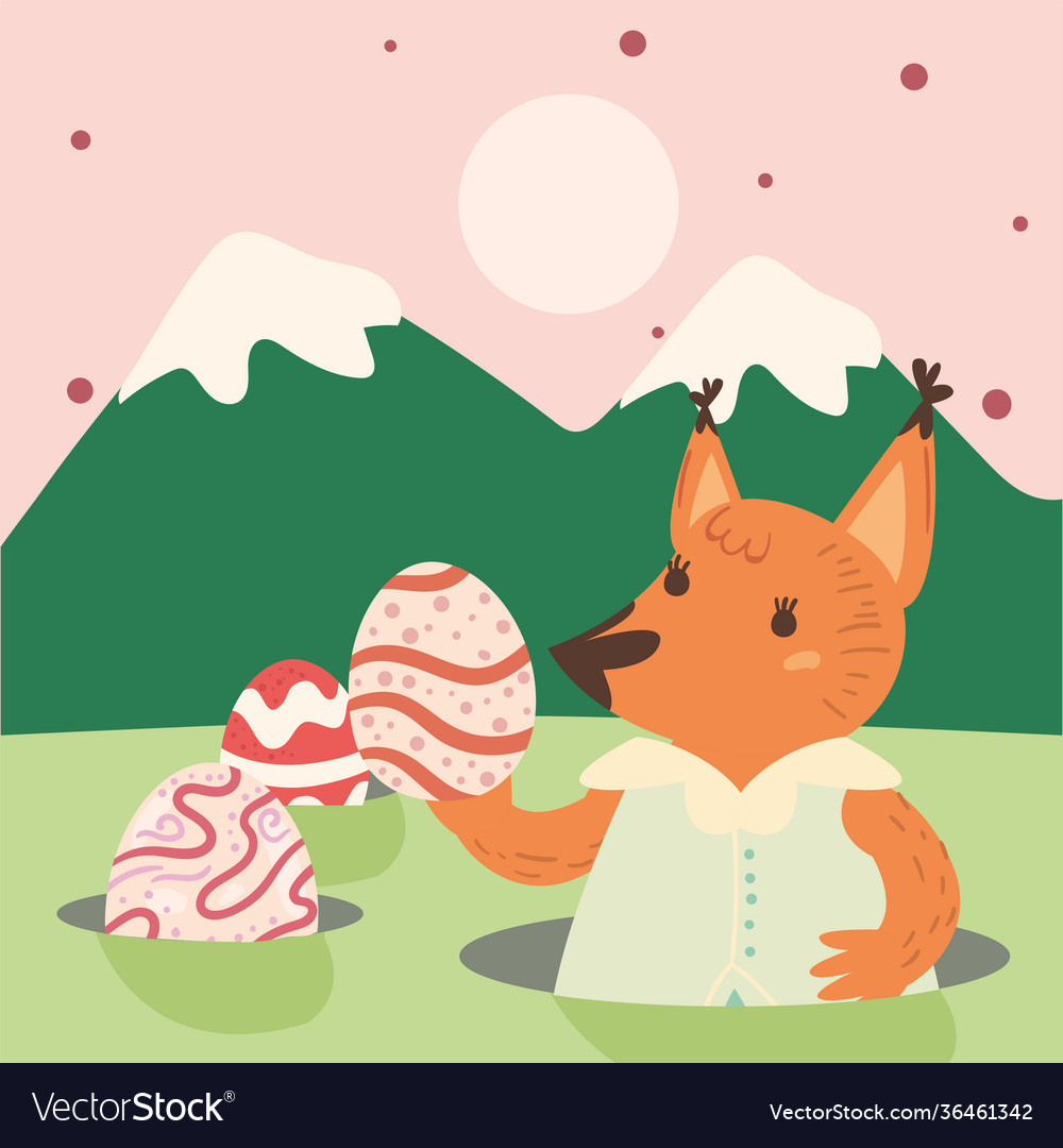 Happy easter fox Royalty Free Vector Image - VectorStock