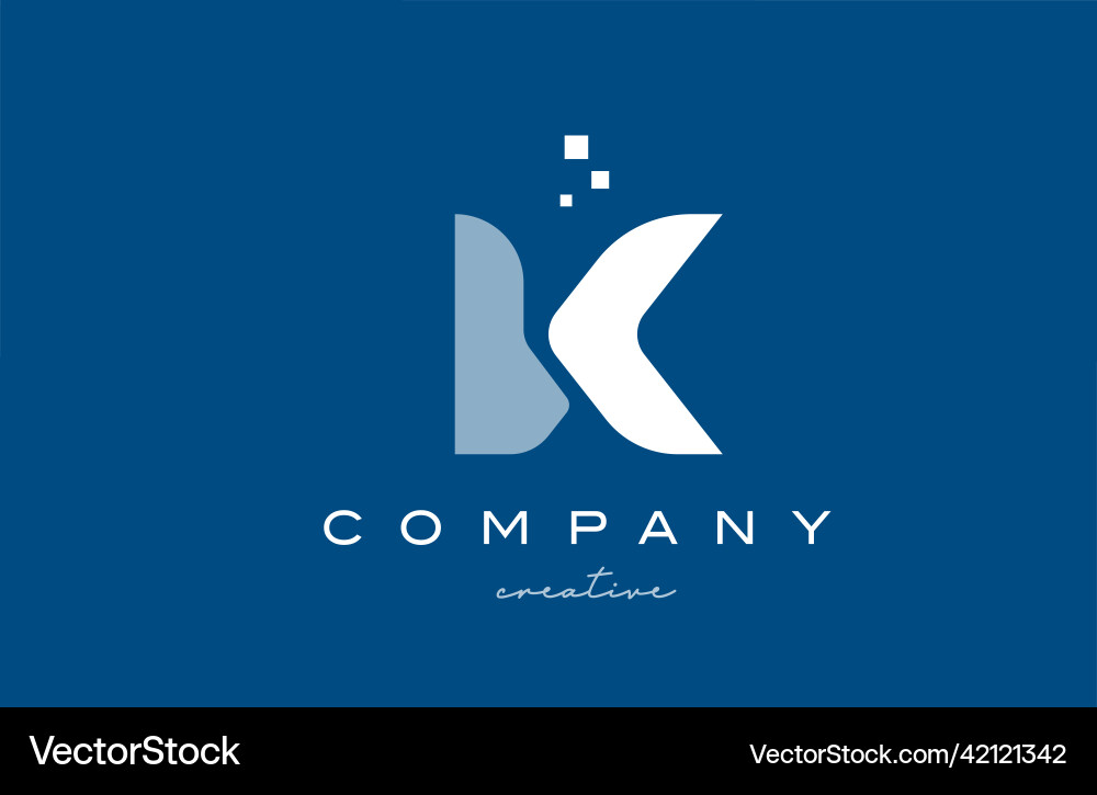 K alphabet letter logo icon design blue white Vector Image