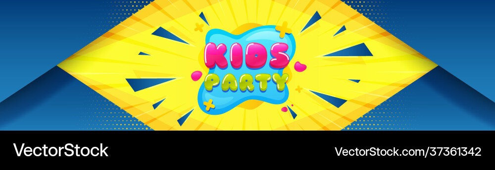 Kids party sticker fun playing zone banner Vector Image