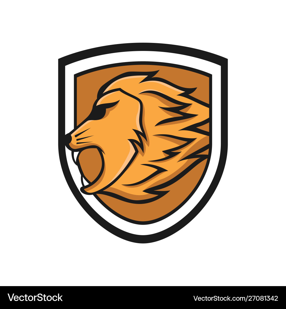 Lion mascot head logotype emblem isolated animals Vector Image