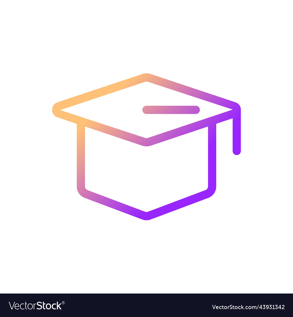 Mortarboard hat pixel perfect gradient linear ui Vector Image