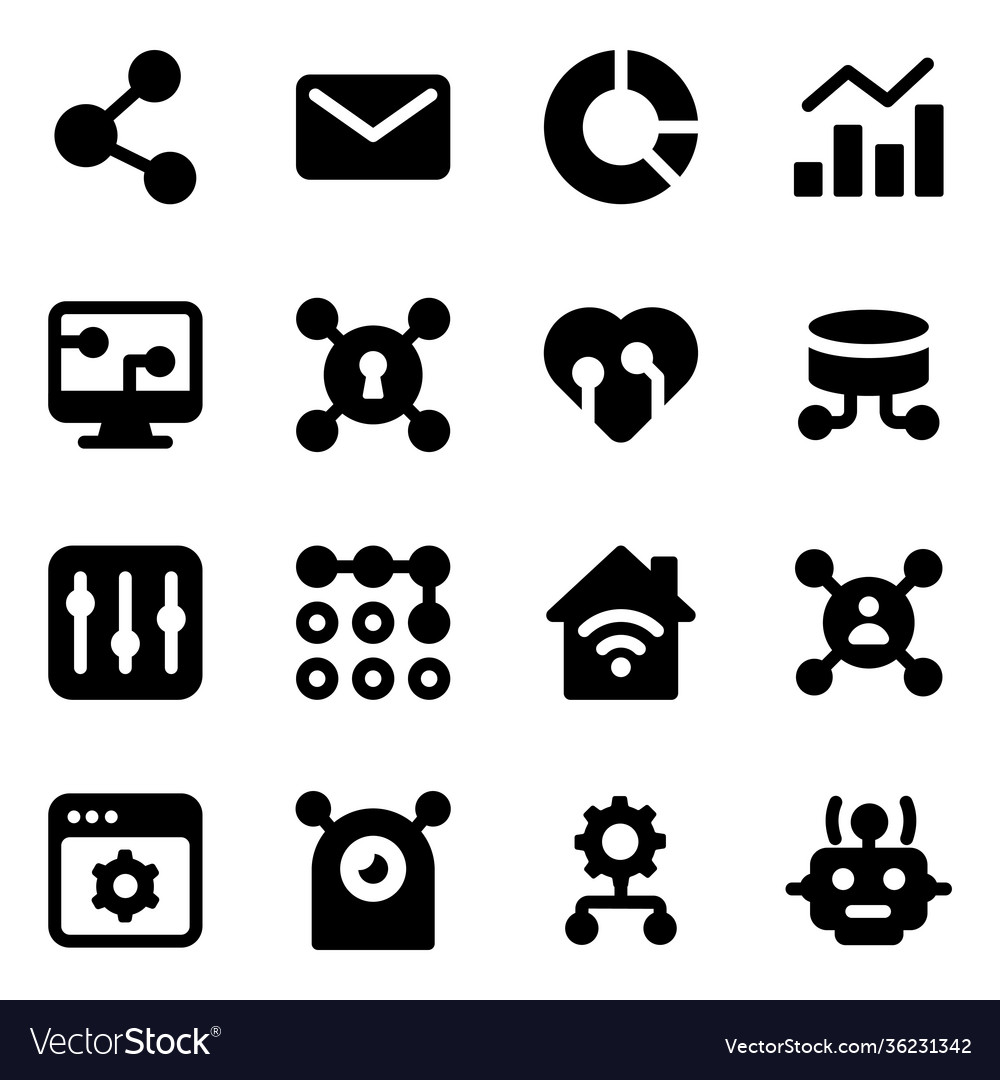 Pack trendy ai solid icon Royalty Free Vector Image