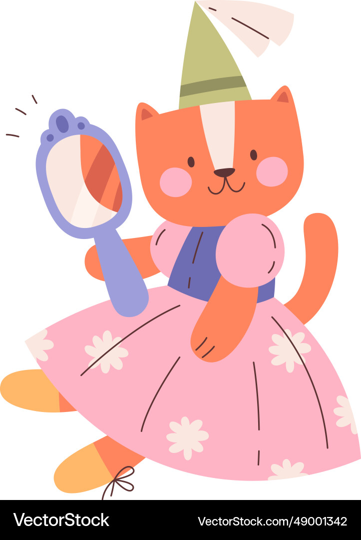 Princess cat with mirror Royalty Free Vector Image