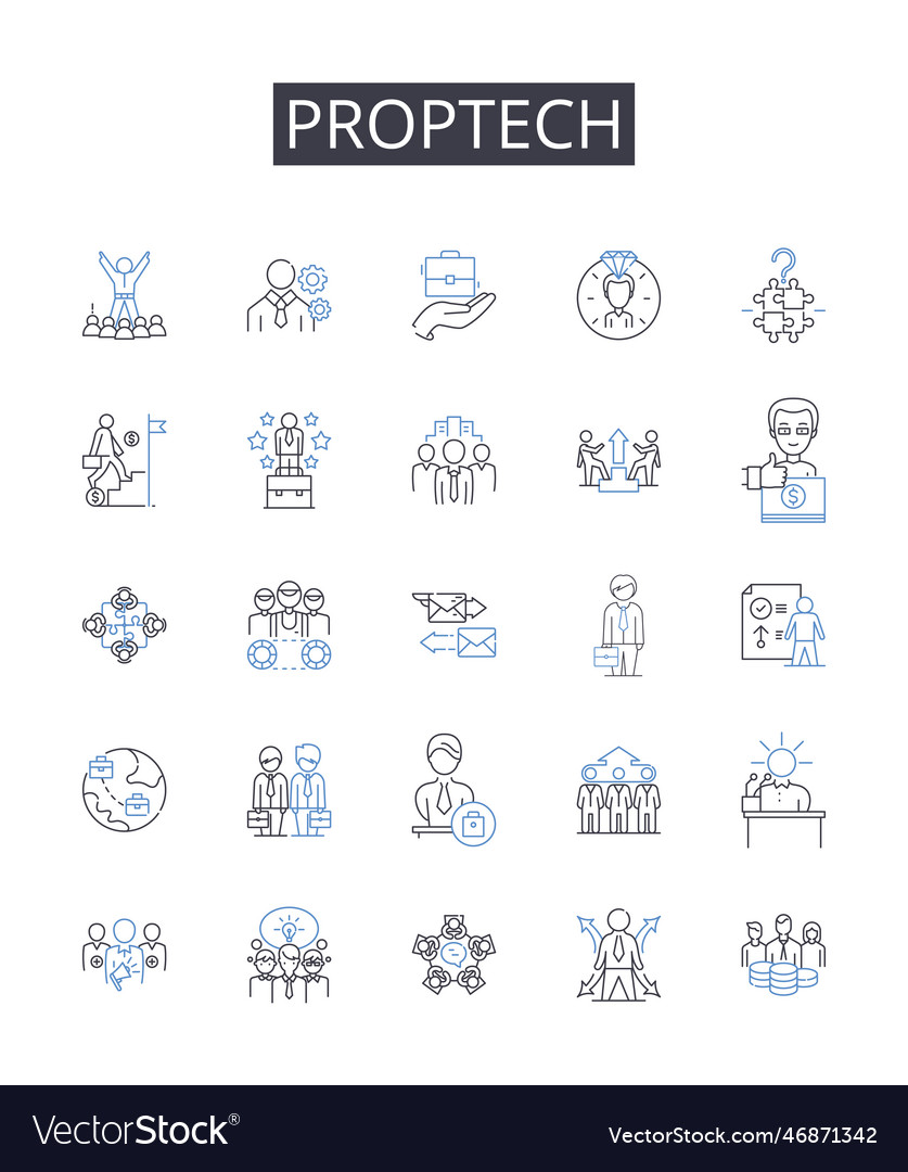 Proptech line icons collection property Royalty Free Vector Proptech line icons collection property Royalty Free Vector