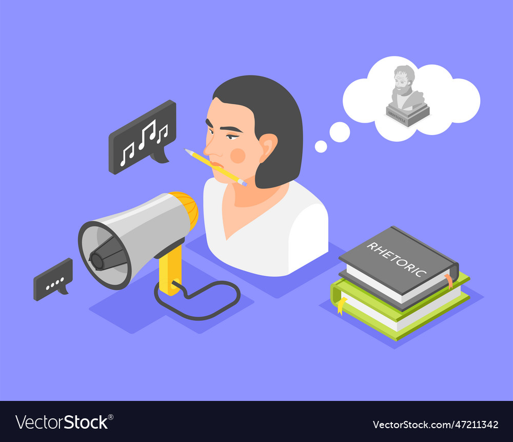 Rhetoric isometric background Royalty Free Vector Image