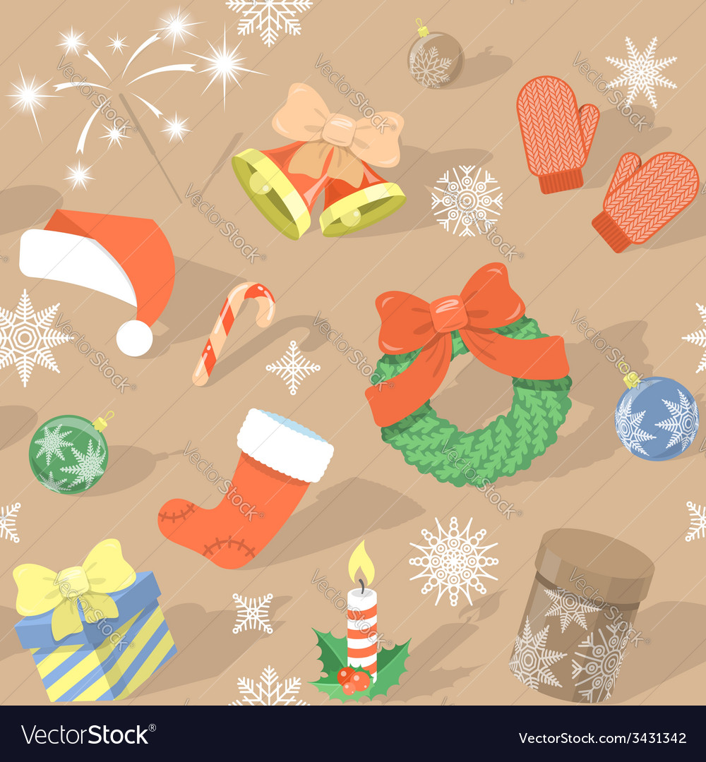 Seamless holidaypattern with christmas symbols Vector Image