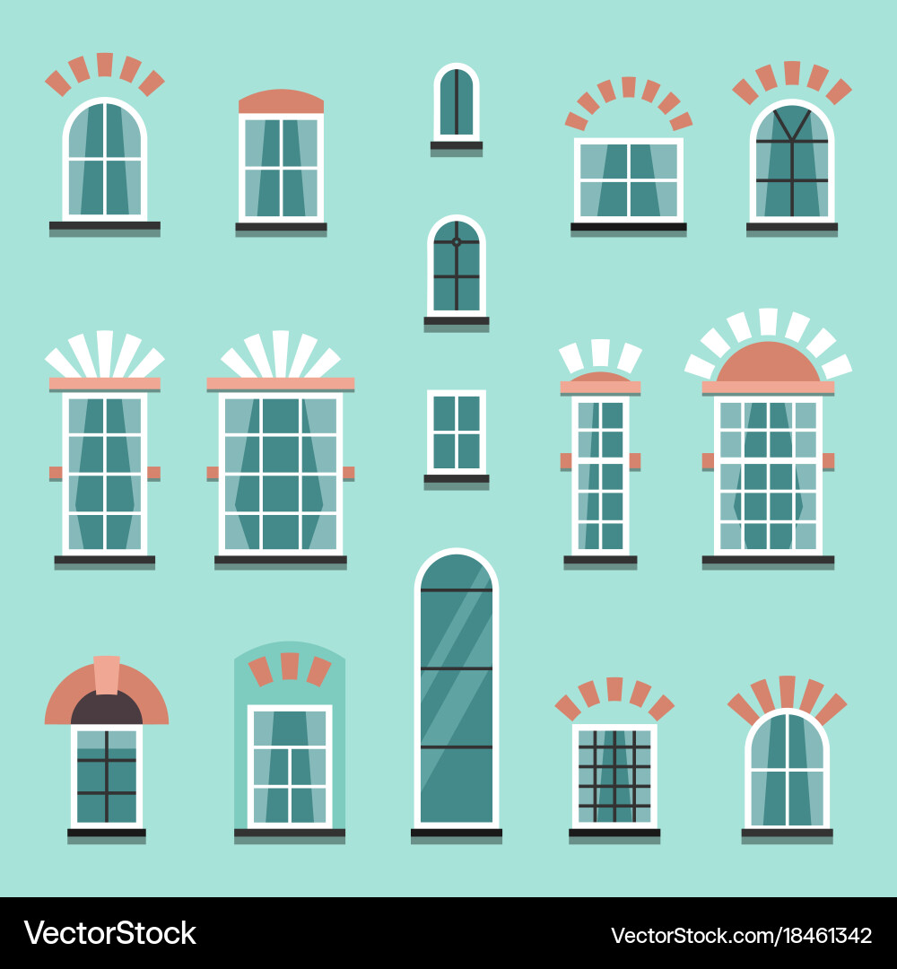 Set of plastic or wooden window frames Royalty Free Vector