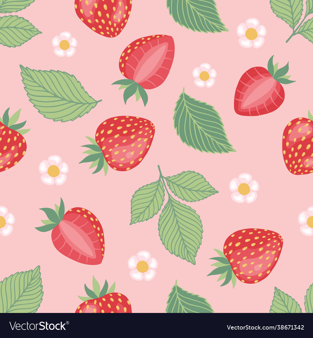 Strawberries seamless pattern background Vector Image