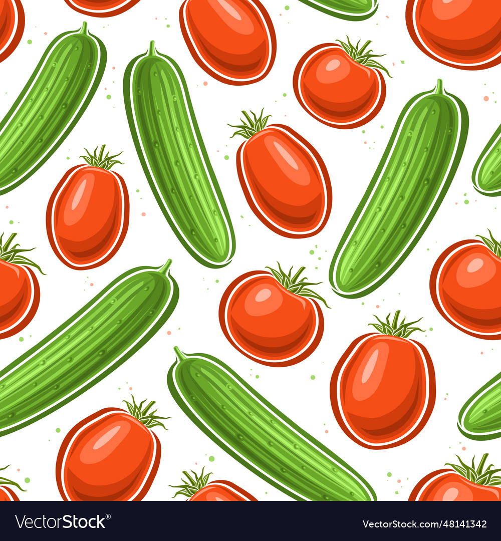 Tomato and cucumber seamless pattern Royalty Free Vector