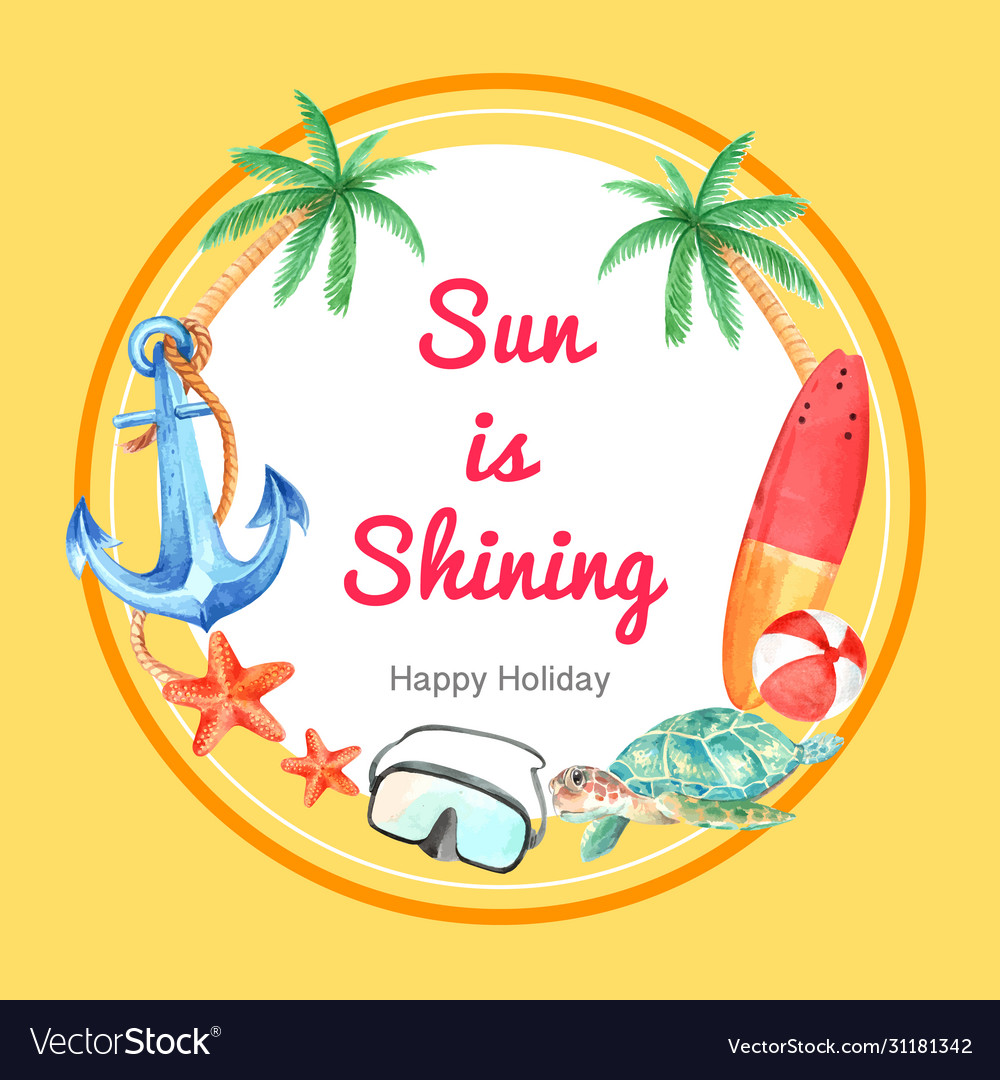 Travel on holiday summer beach palm tree Vector Image