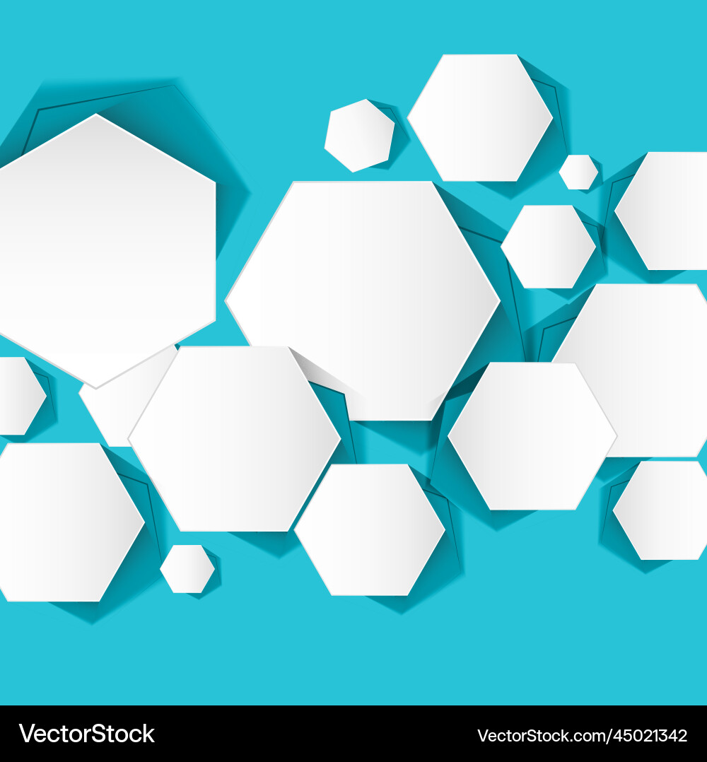 Turquoise background with white hexagons Vector Image