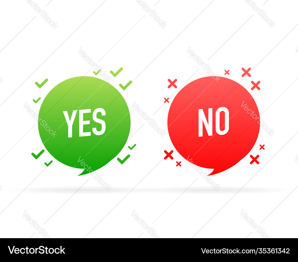 Yes or no doodle green and red Royalty Free Vector Image