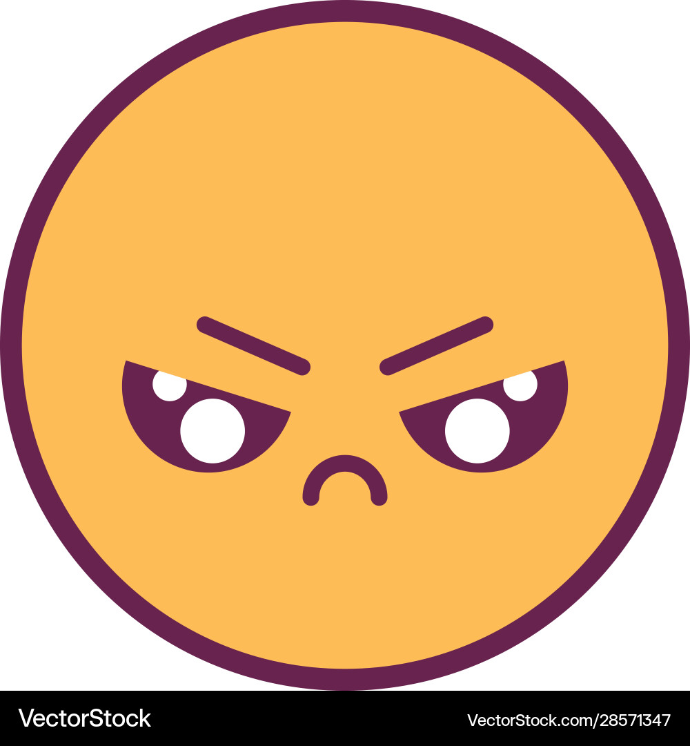 Angry circle kawaii cartoon design Royalty Free Vector Image