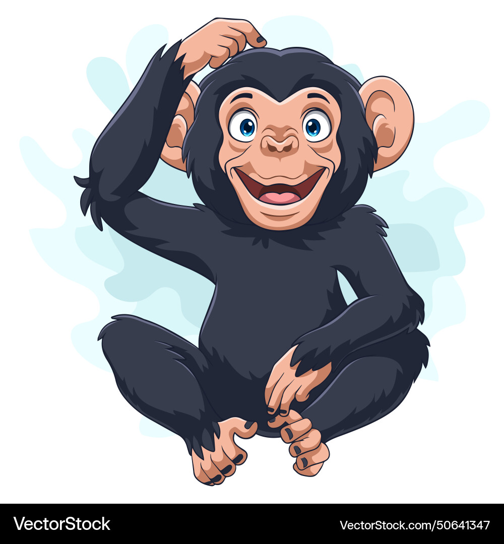 Cartoon happy chimpanzee on white background Vector Image