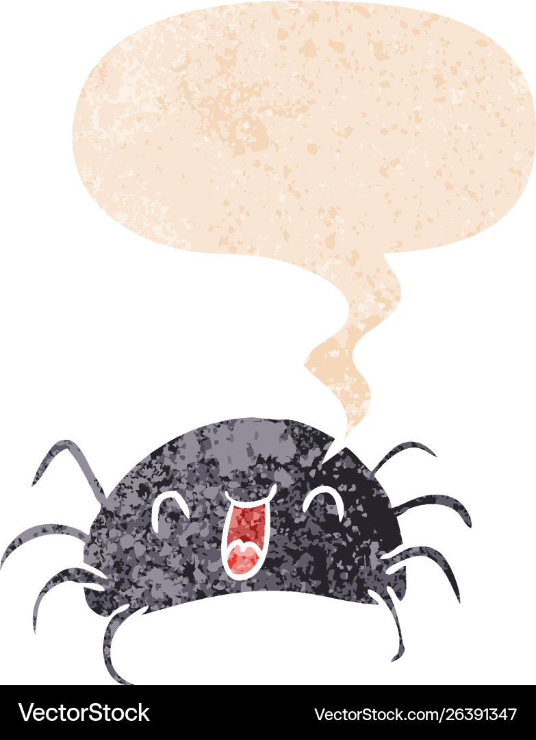 Cartoon spider and speech bubble in retro Vector Image