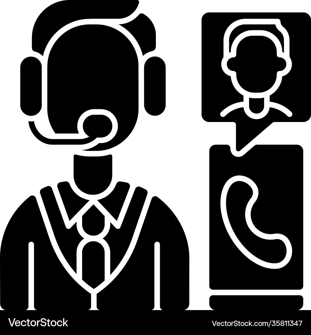 Customer service department black glyph icon Vector Image