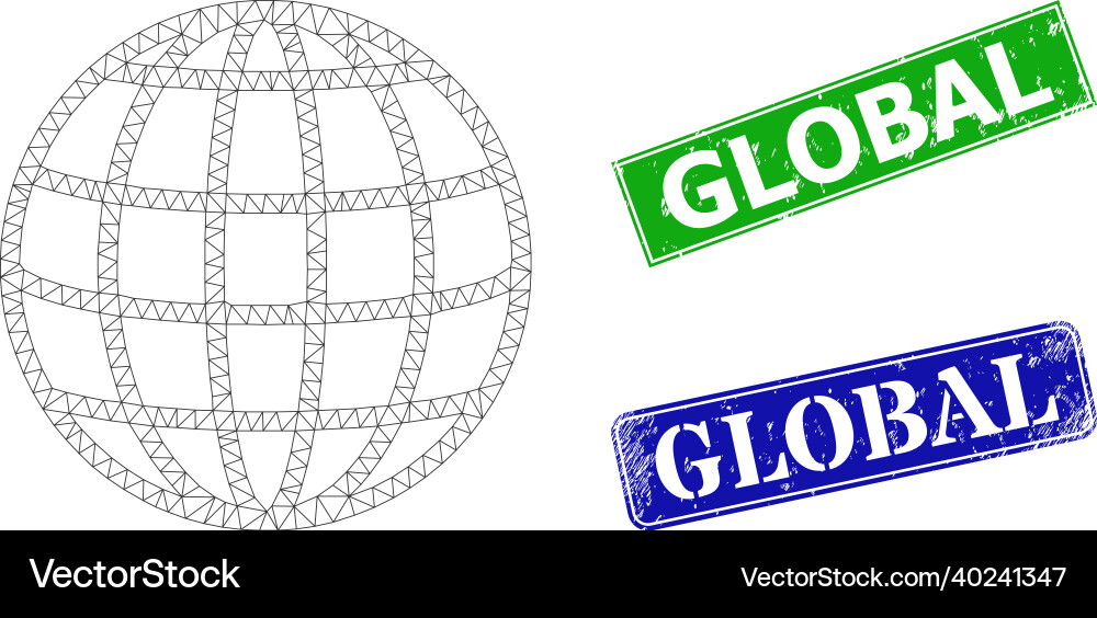 Grunged global stamp seals and polygonal mesh Vector Image