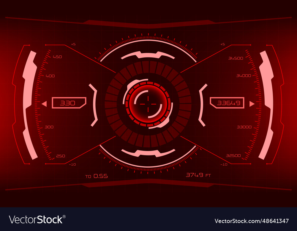 Hud sci-fi interface screen view red geometric Vector Image